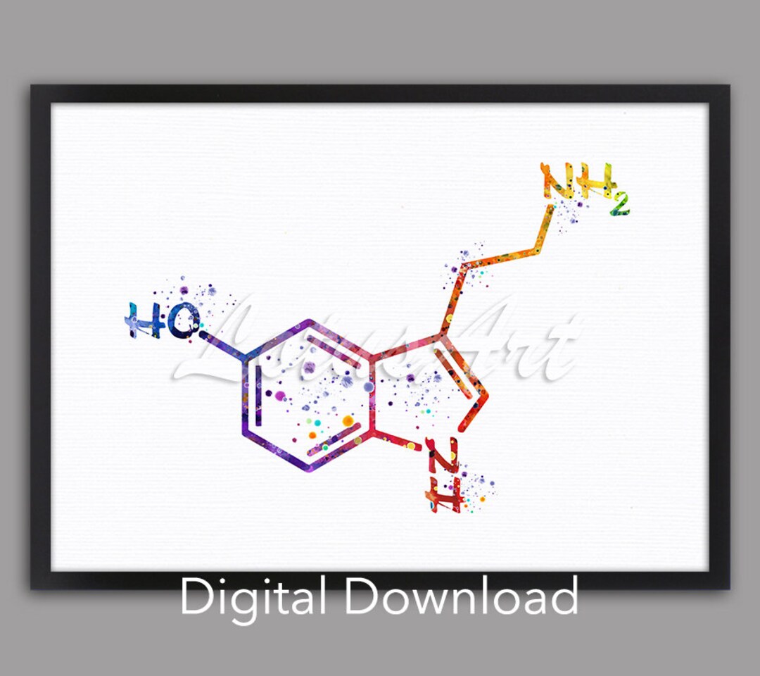 DIGITAL DOWNLOAD Serotonin Molecule Chemical Formula Science Art ...