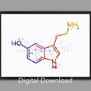 DIGITAL DOWNLOAD Serotonin Molecule Chemical Formula Science Art ...