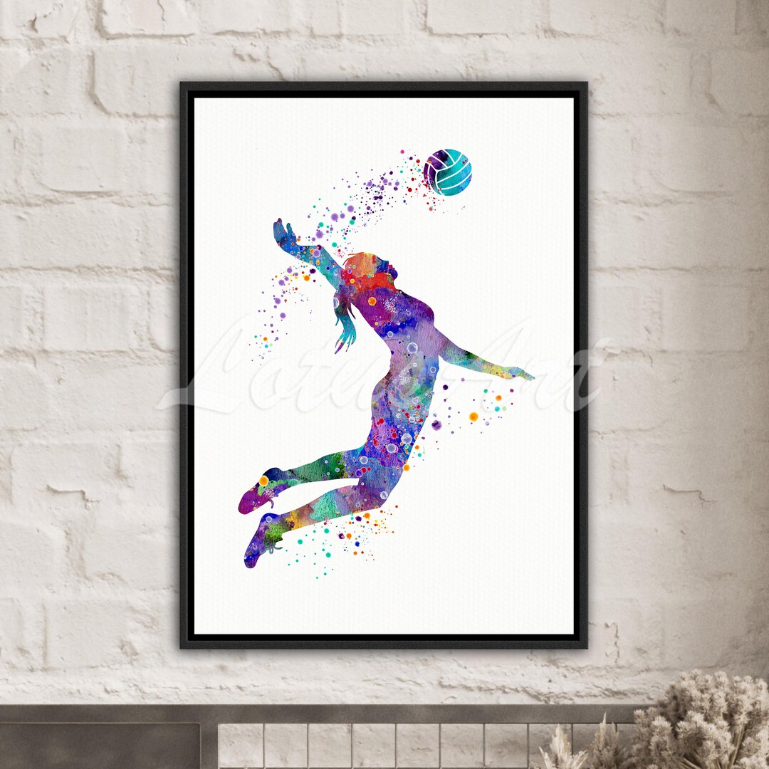 Girl Volleyball Wall Art Canvas Print Sports Home Decor Nursery Kids ...