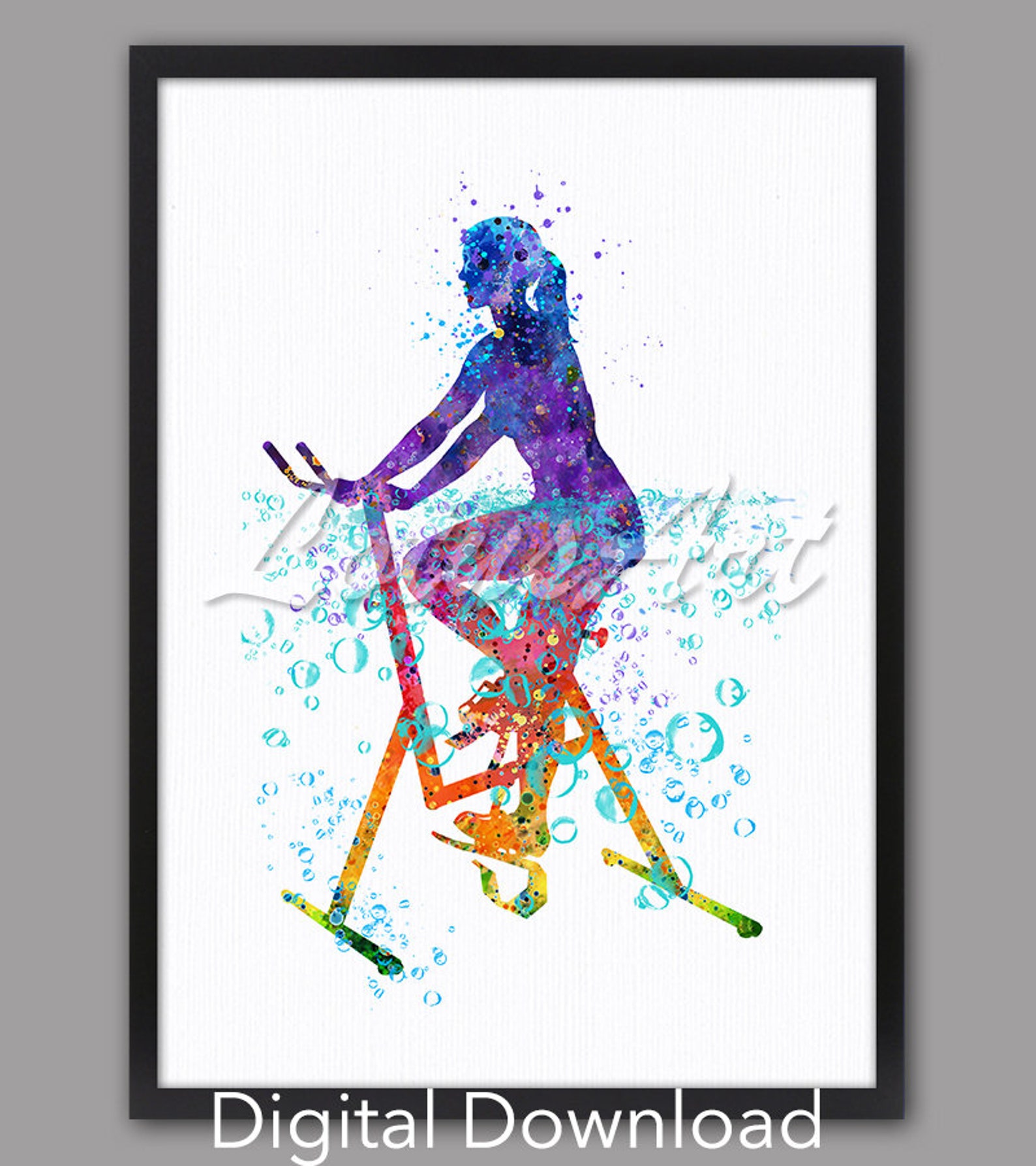 DIGITAL DOWNLOAD Aqua Bike Art Print Fitness Wall Decor - Etsy