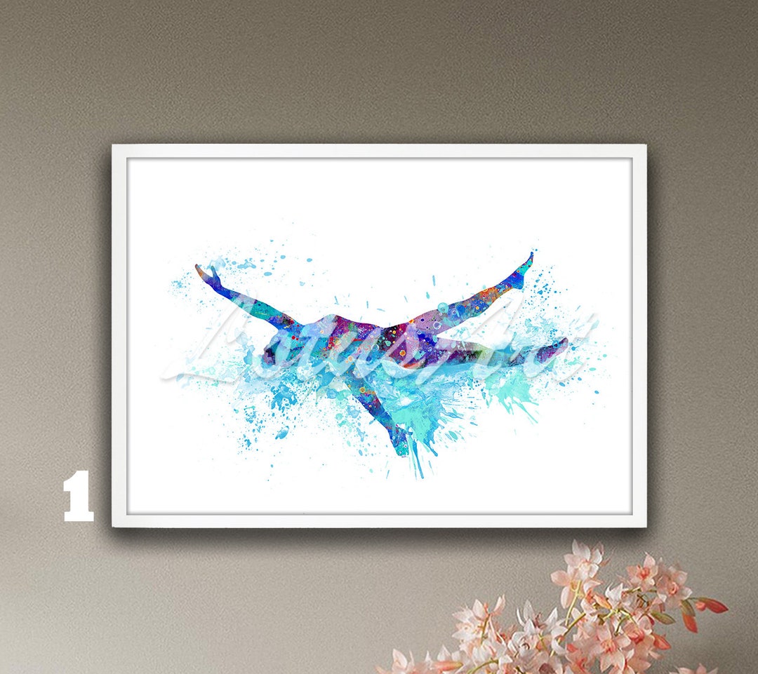 Girl Swimming Backstroke Watercolor Print: Personalized Swimmer Wall ...