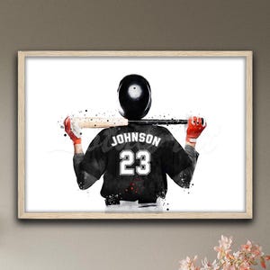 Personalized Baseball Player Watercolor Art Print: Boy's Sports Room ...