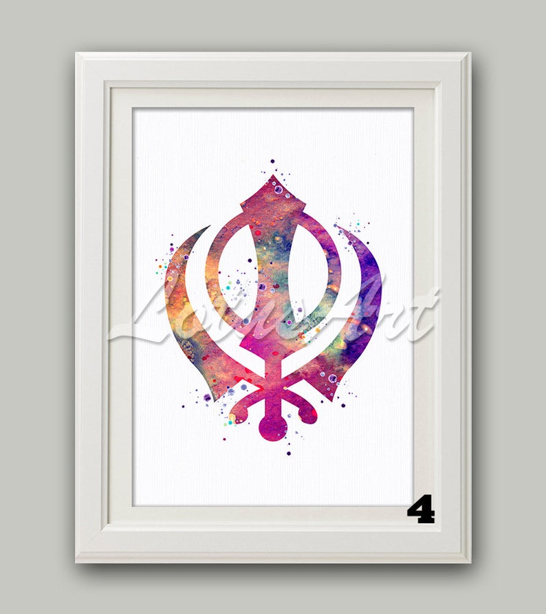 Khanda Symbol Watercolor Wall Art Print Meditation Yoga Studio | Etsy