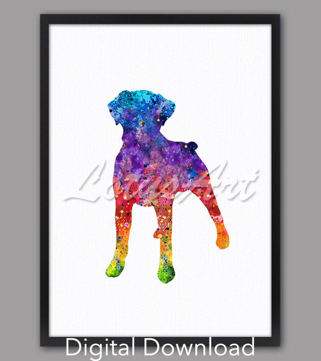 DIGITAL DOWNLOAD Boxer Wall Decor Dog Poster Boxer Painting Watercolor ...