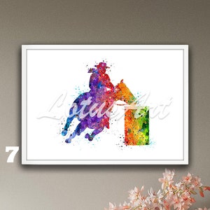 Girl Barrel Racing Wall Art Framed Watercolor Print Cowboy Rodeo ...
