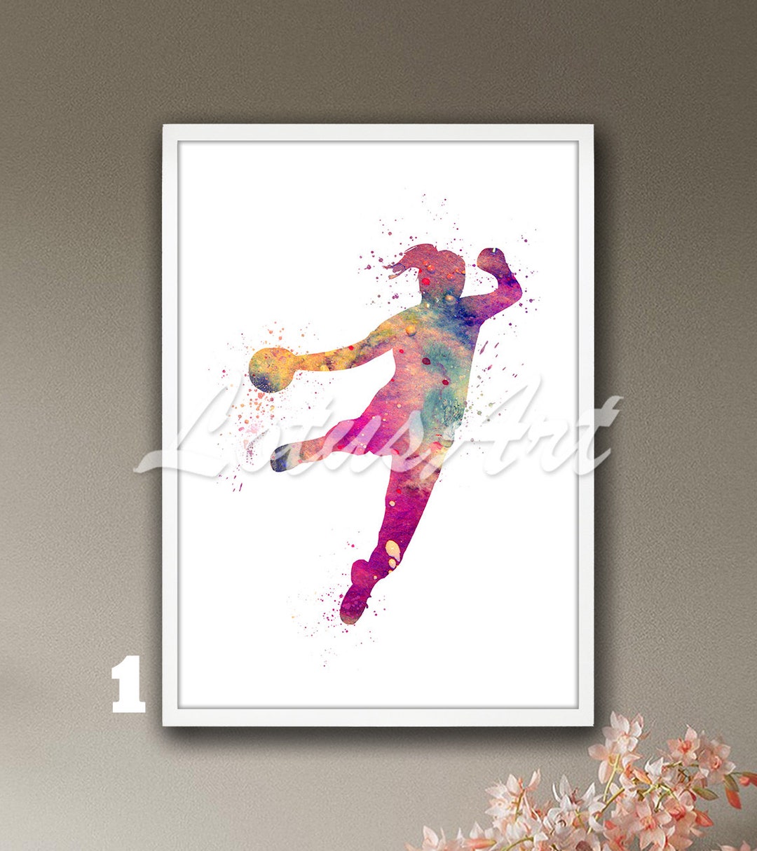 Handball Female Wall Art Watercolor Print Painting Sports Poster Girls ...