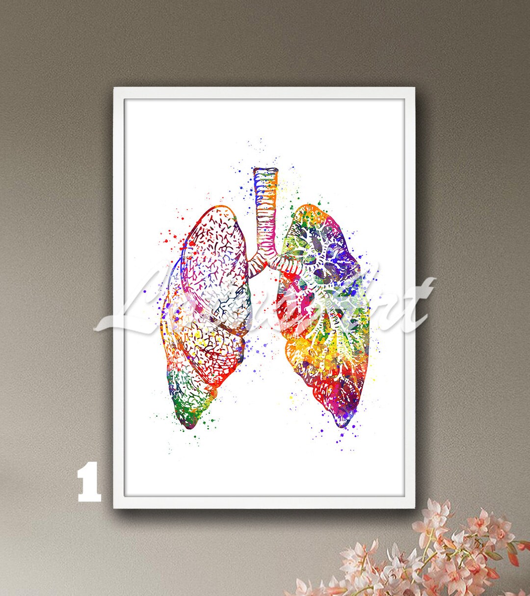 Lungs Anatomy Wall Art Framed Watercolor Print Anatomical Lungs Surgery ...