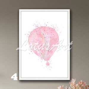 Hot Air Balloon Framed Wall Art Watercolor Print Travel Poster Kids ...