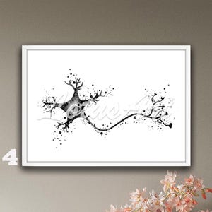 Neuron Art Brain Cell Anatomy Poster Framed Watercolor Print Neurology ...