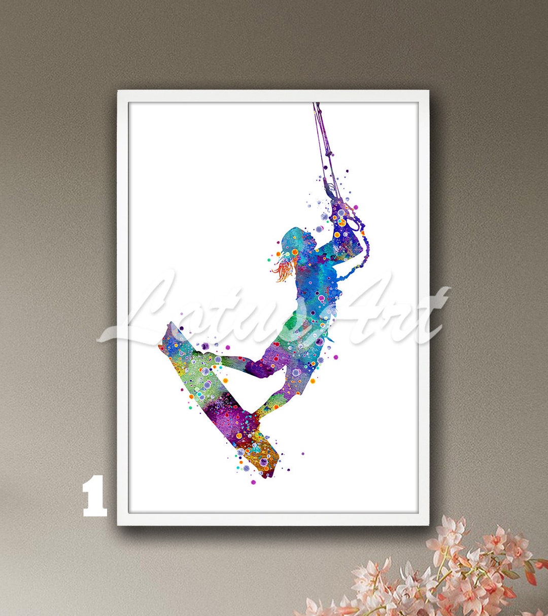Wakeboarding Watercolor Art Print: Framed Water Sport Poster - Etsy
