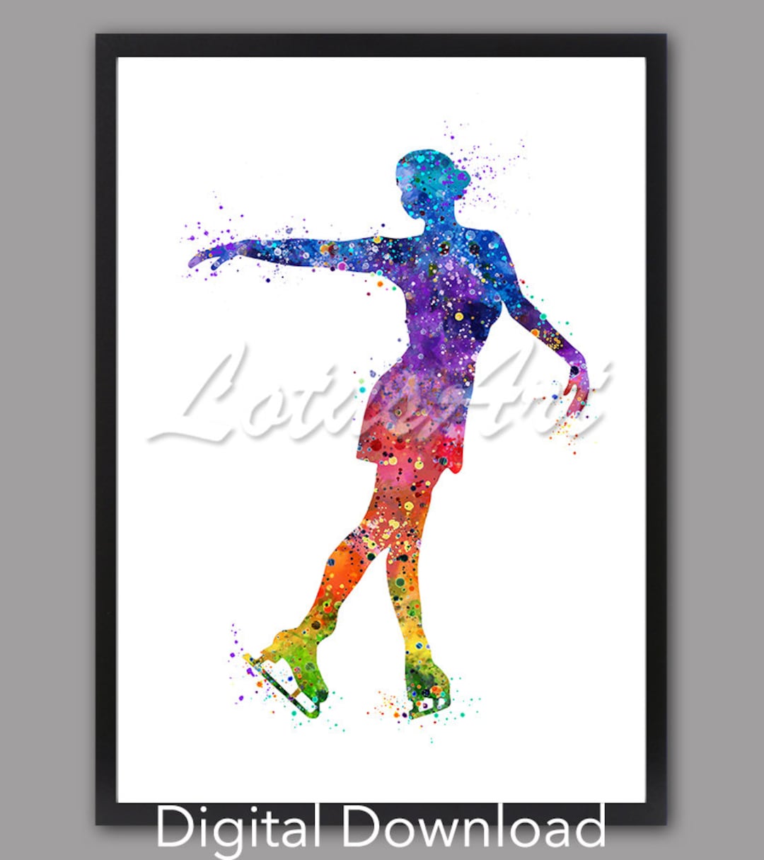 Figure Skating Poster: Watercolor Winter Sports Art (digital Download ...