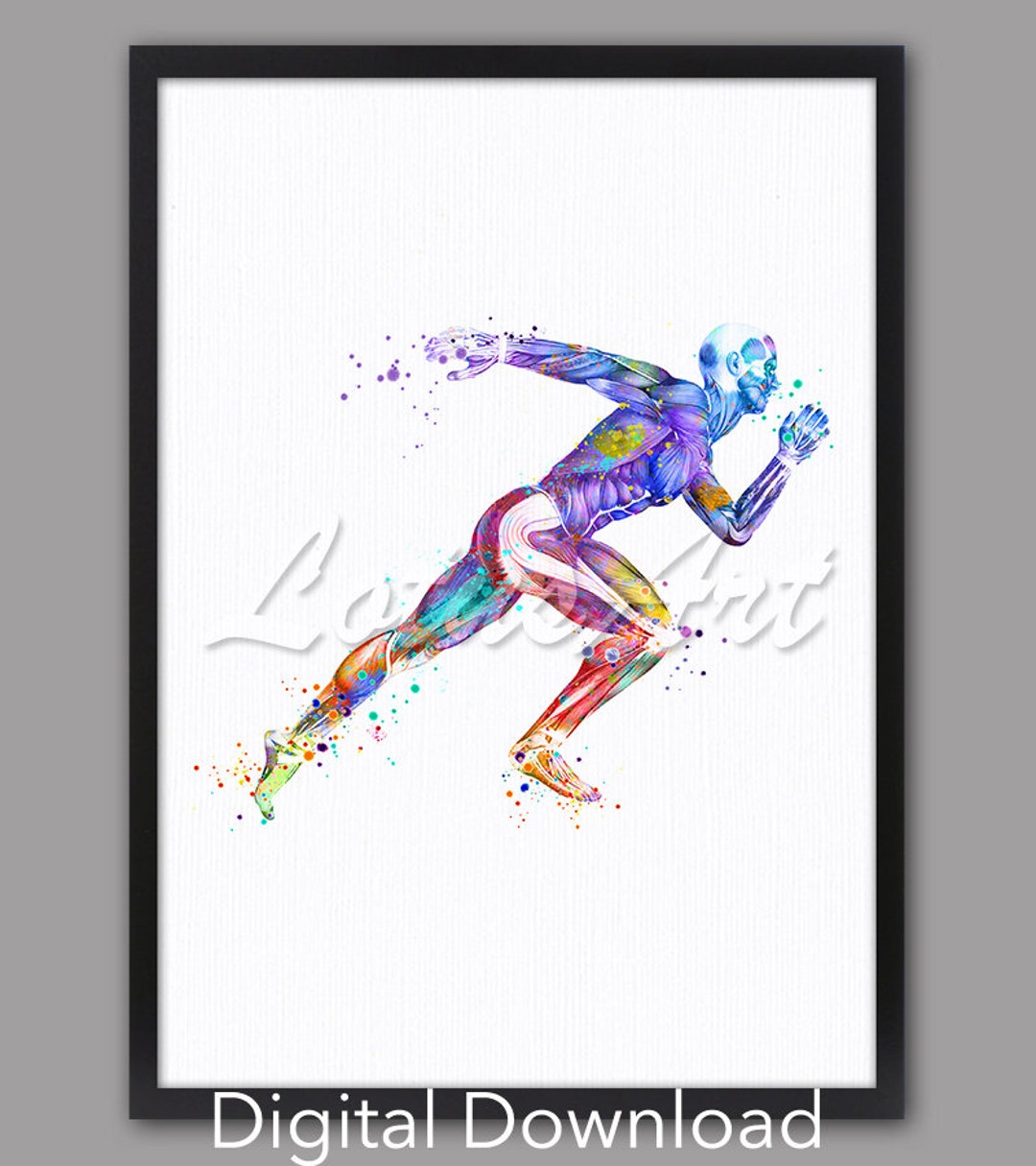DIGITAL DOWNLOAD Runner Muscles Wall Art Watercolor Print Chiropractor ...