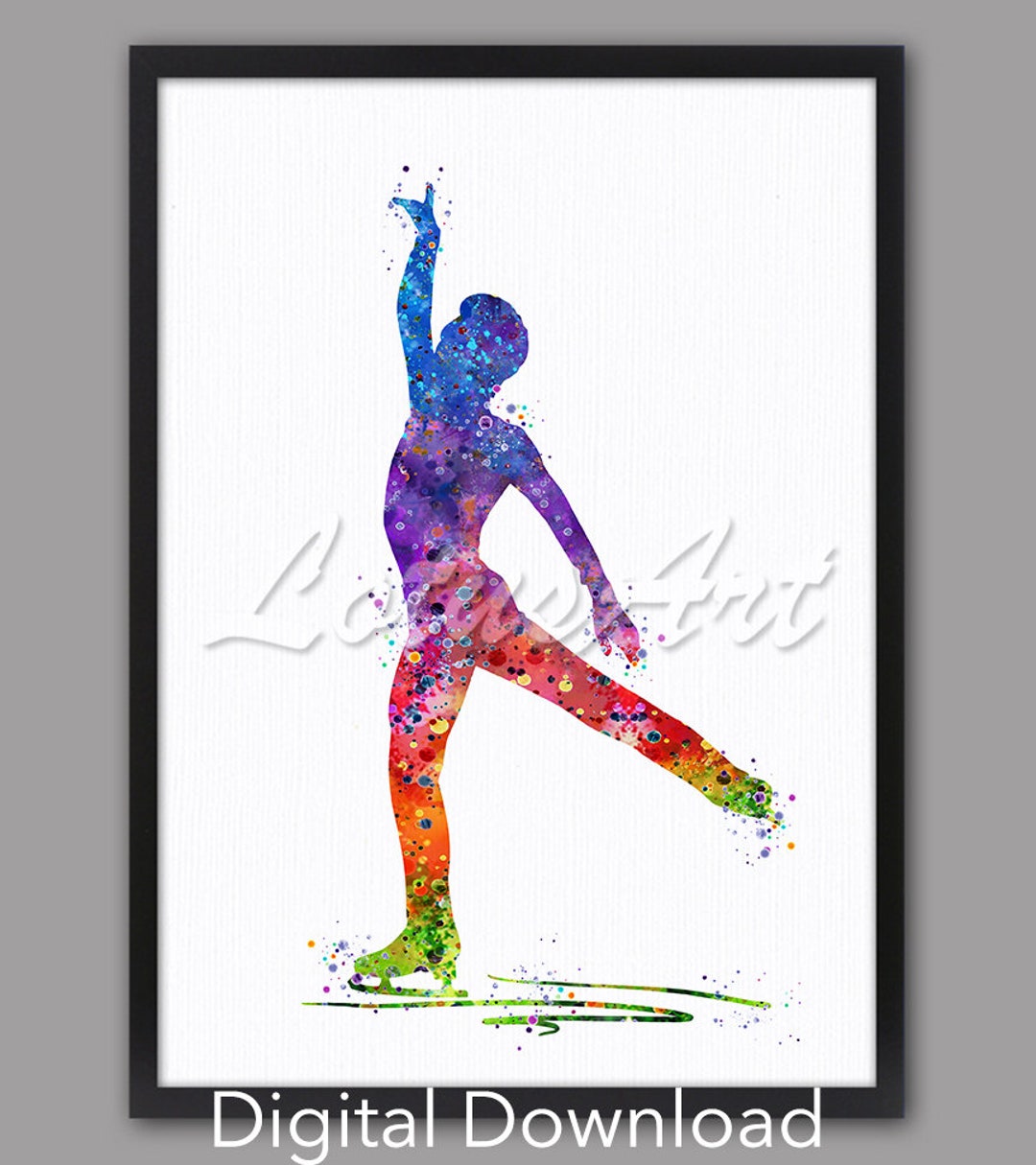 Figure Skating Watercolor Print: Winter Sports Wall Art (digital ...