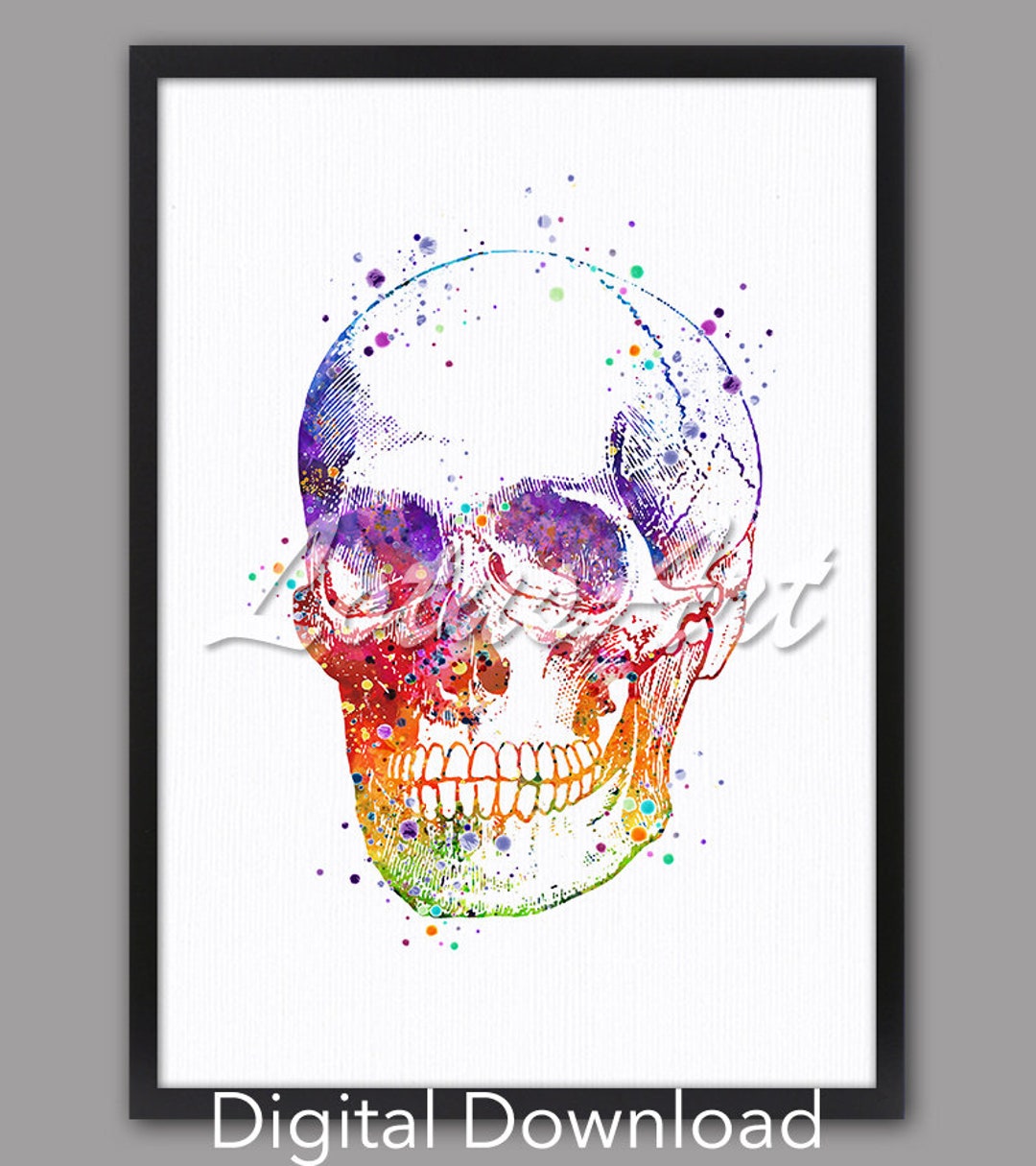 DIGITAL DOWNLOAD Skull Anatomy Art Skull Decor Science Watercolor Print ...