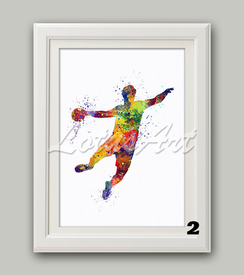 Boy Handball Wall Art Watercolor Print Male Sports Poster Kids - Etsy
