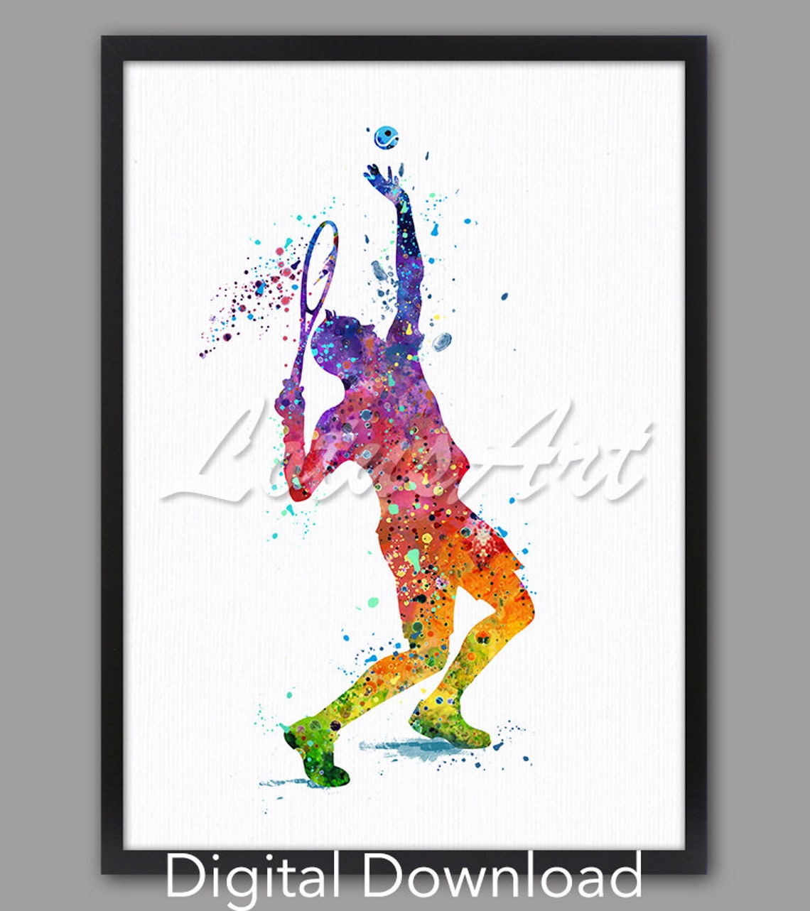 DIGITAL DOWNLOAD Tennis Player Sports Poster Colorful | Etsy