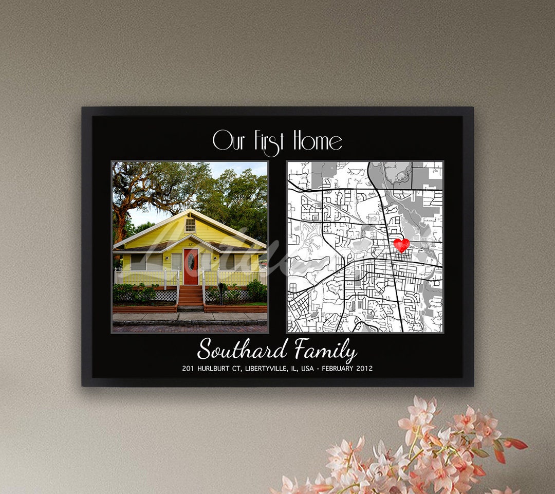 Personalised Our First Home Custom Map With Photo Print Housewarming ...