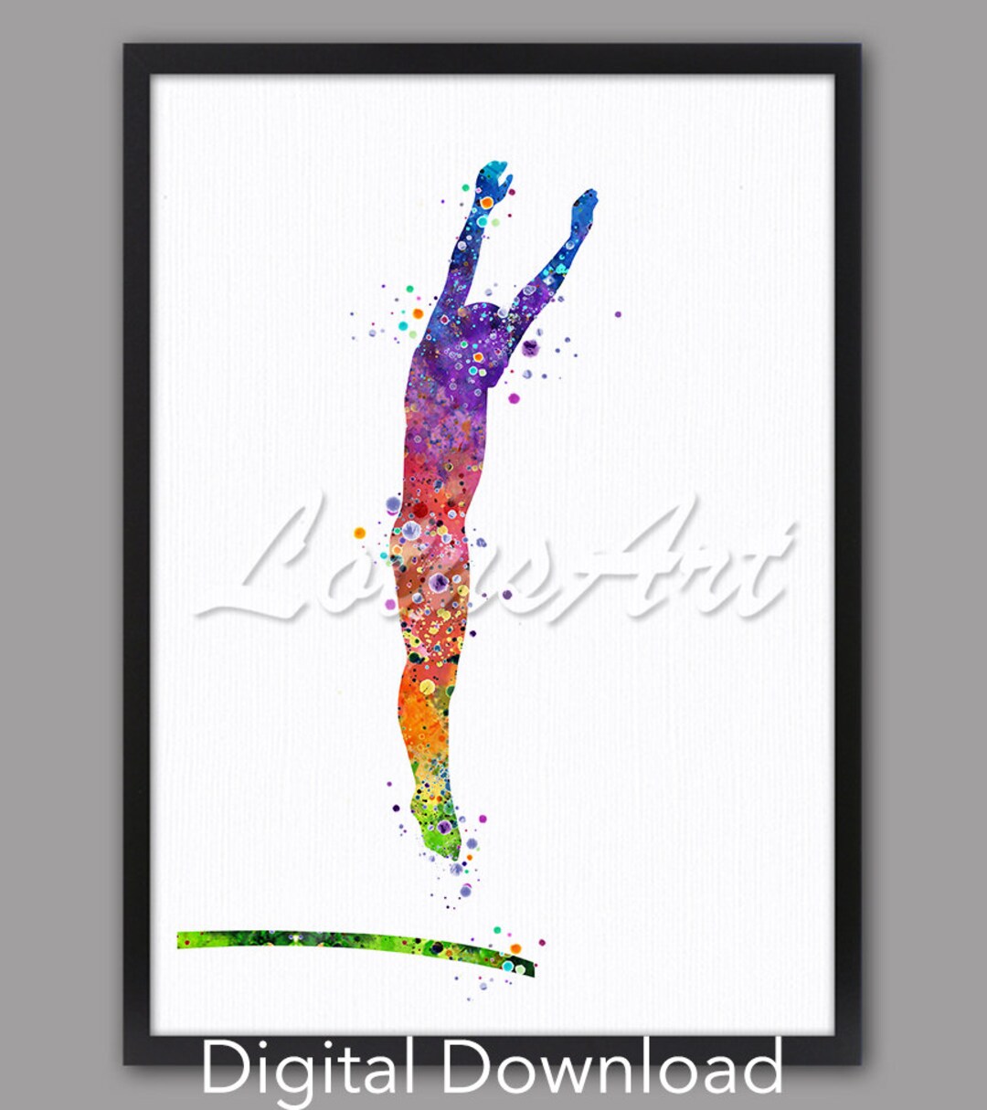 DIGITAL DOWNLOAD Boy Springboard Diving Art Watercolor Print Diver ...