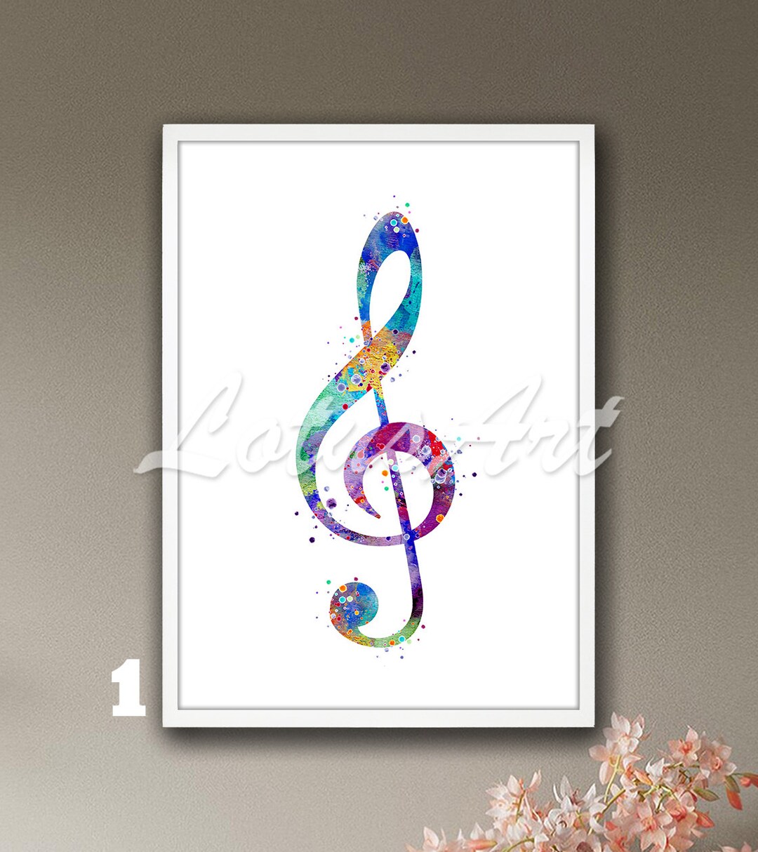 Treble Clef Sign Wall Art Watercolor Print Painting Music Nursery Art ...