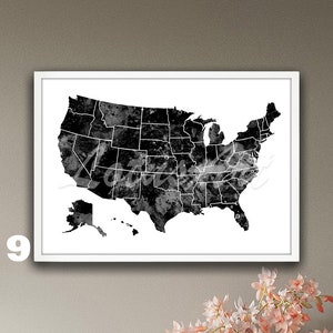 United States Map Wall Art Watercolor Print Travel Poster Living Room ...