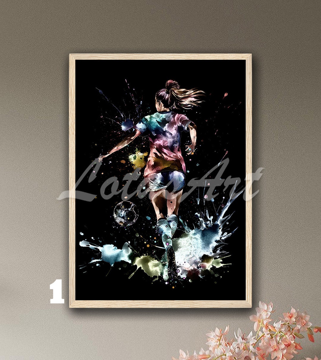 Soccer Girl Wall Art Football Player Watercolor Print Sports Poster ...