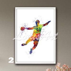 Boy Handball Wall Art Watercolor Print Painting Male Sports Poster Kids ...