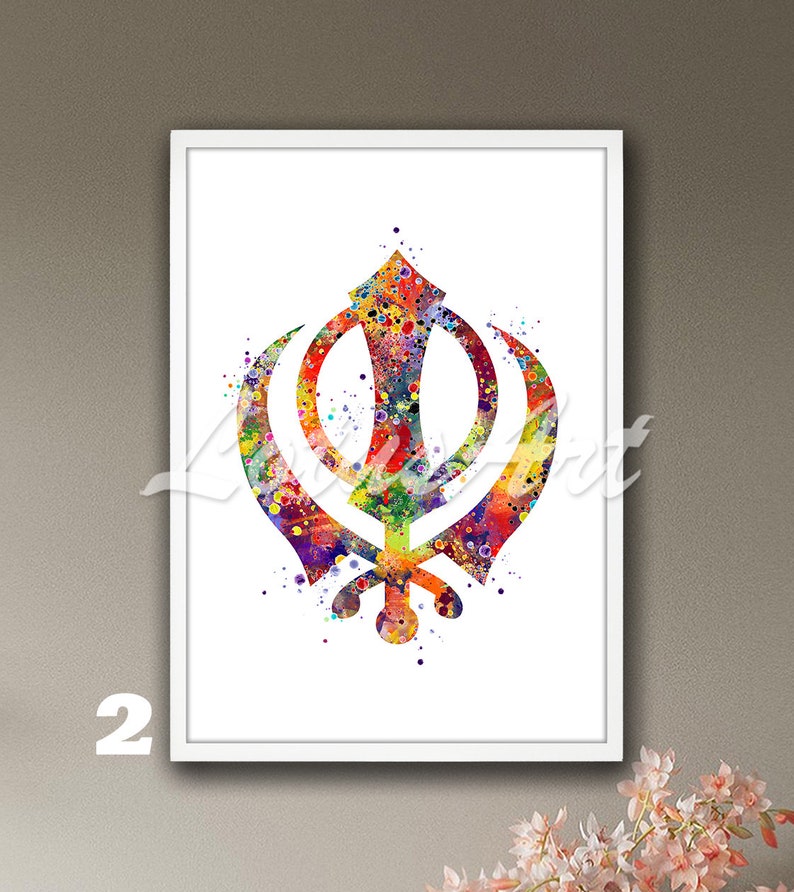 Khanda Symbol Watercolor Print: Sikhism Art, Meditation Gift - Etsy