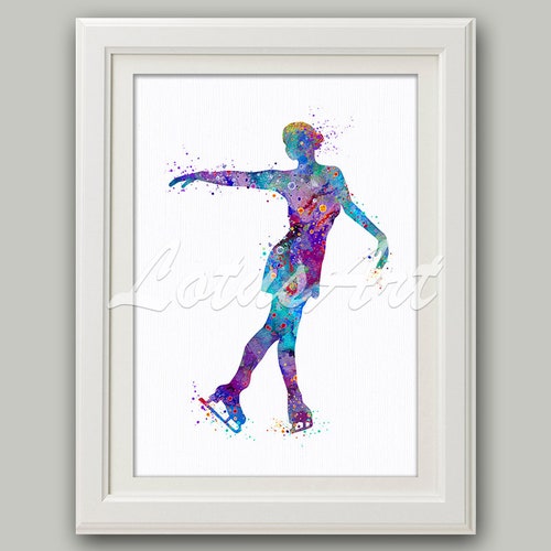 Figure Skating Print Ice Skating Poster Watercolor Art - Etsy