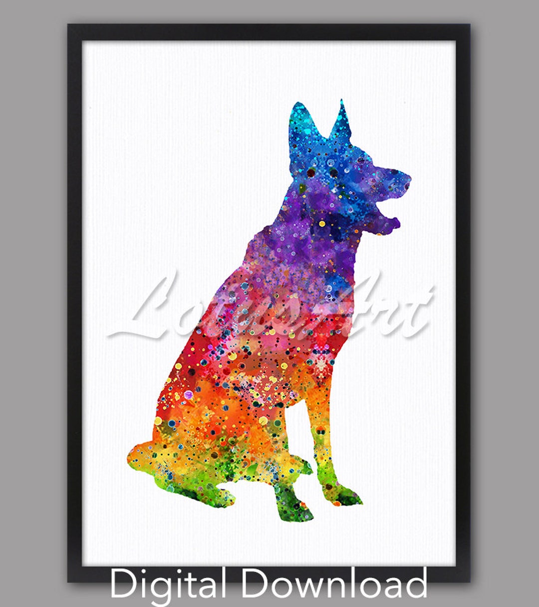 DIGITAL DOWNLOAD German Shepherd Wall Art Dogs Lovers Gifts Watercolor ...
