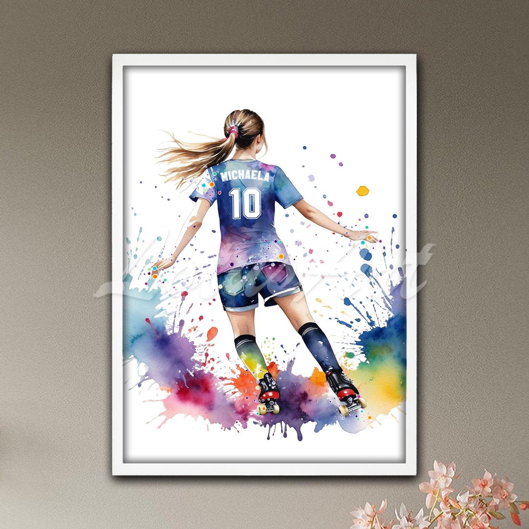 Roller Skating Art Watercolor Print Rollerblading Wall Art Roller Skate ...