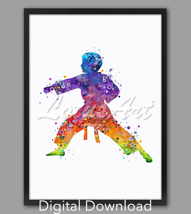 DIGITAL DOWNLOAD Boy Karate Wall Art Print Watercolor Sports | Etsy