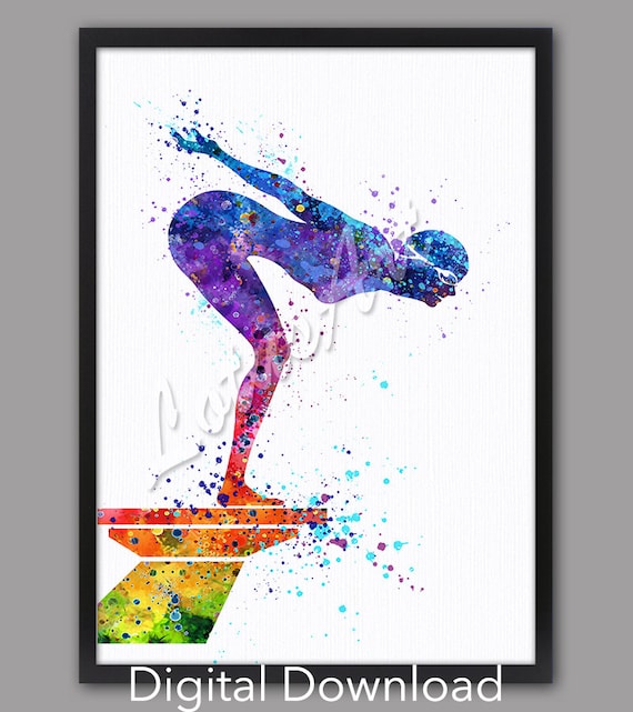 DIGITAL DOWNLOAD Girl Swimmer Art Water Sports Decor Swimmer | Etsy