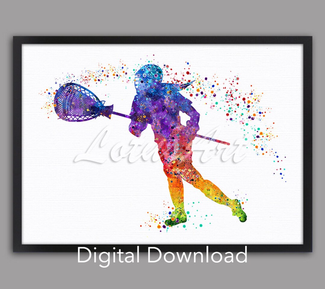 DIGITAL DOWNLOAD Girl Lacrosse Goalie Art Sports Poster Colorful ...