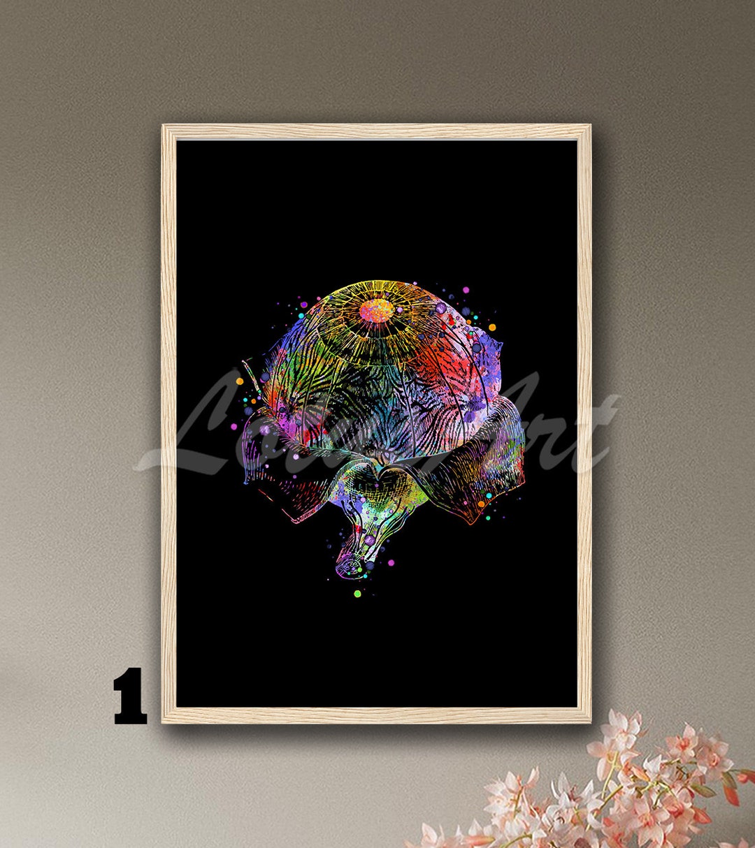 Eye Anatomy Framed Art Black Background Eyeball Medical Watercolor ...