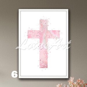 Christian Cross Wall Art Watercolor Print Home Decor Crucifix Christ ...