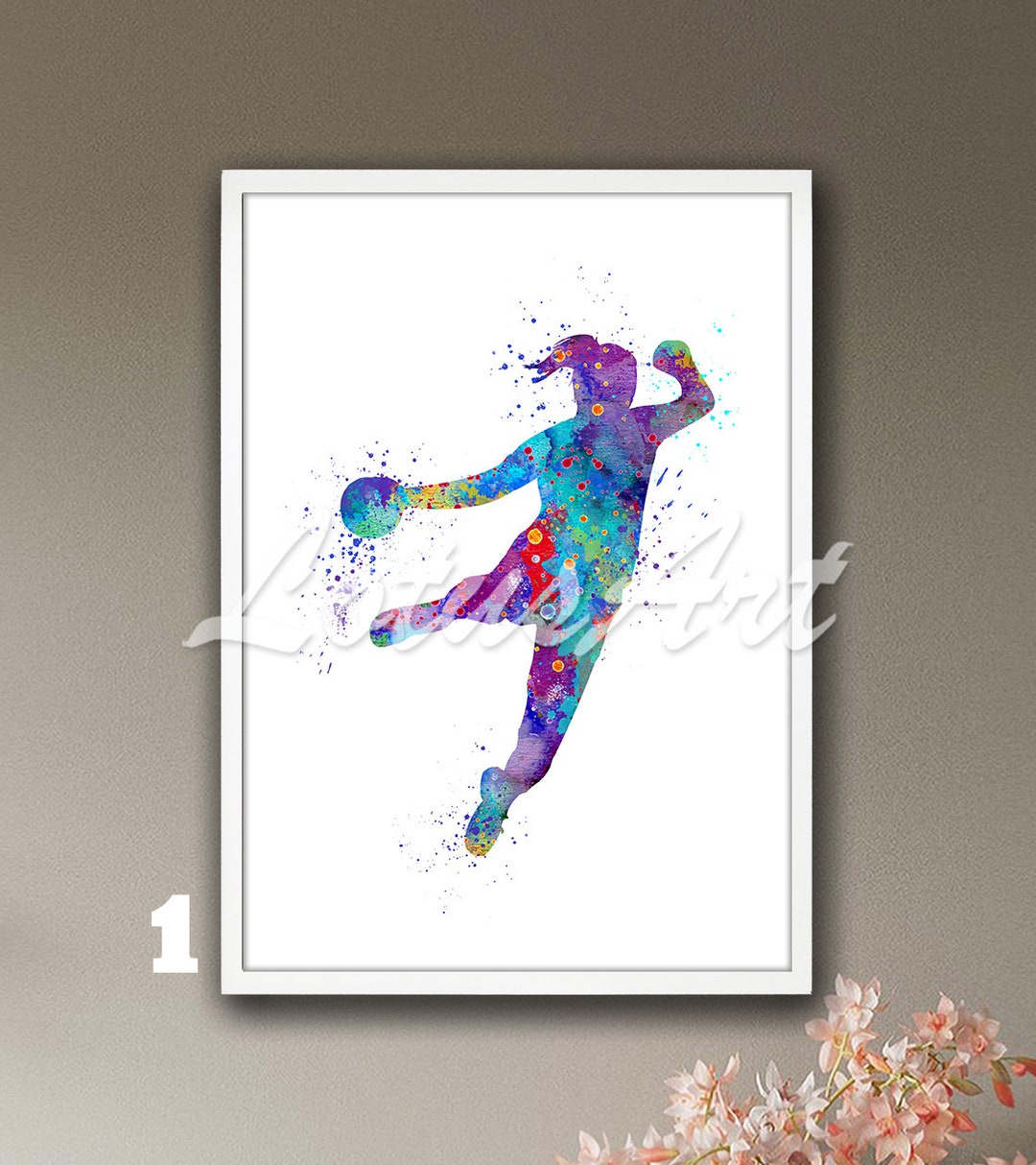 Girl's Handball Watercolor Art Print: Sports Poster, Kids Room Decor - Etsy