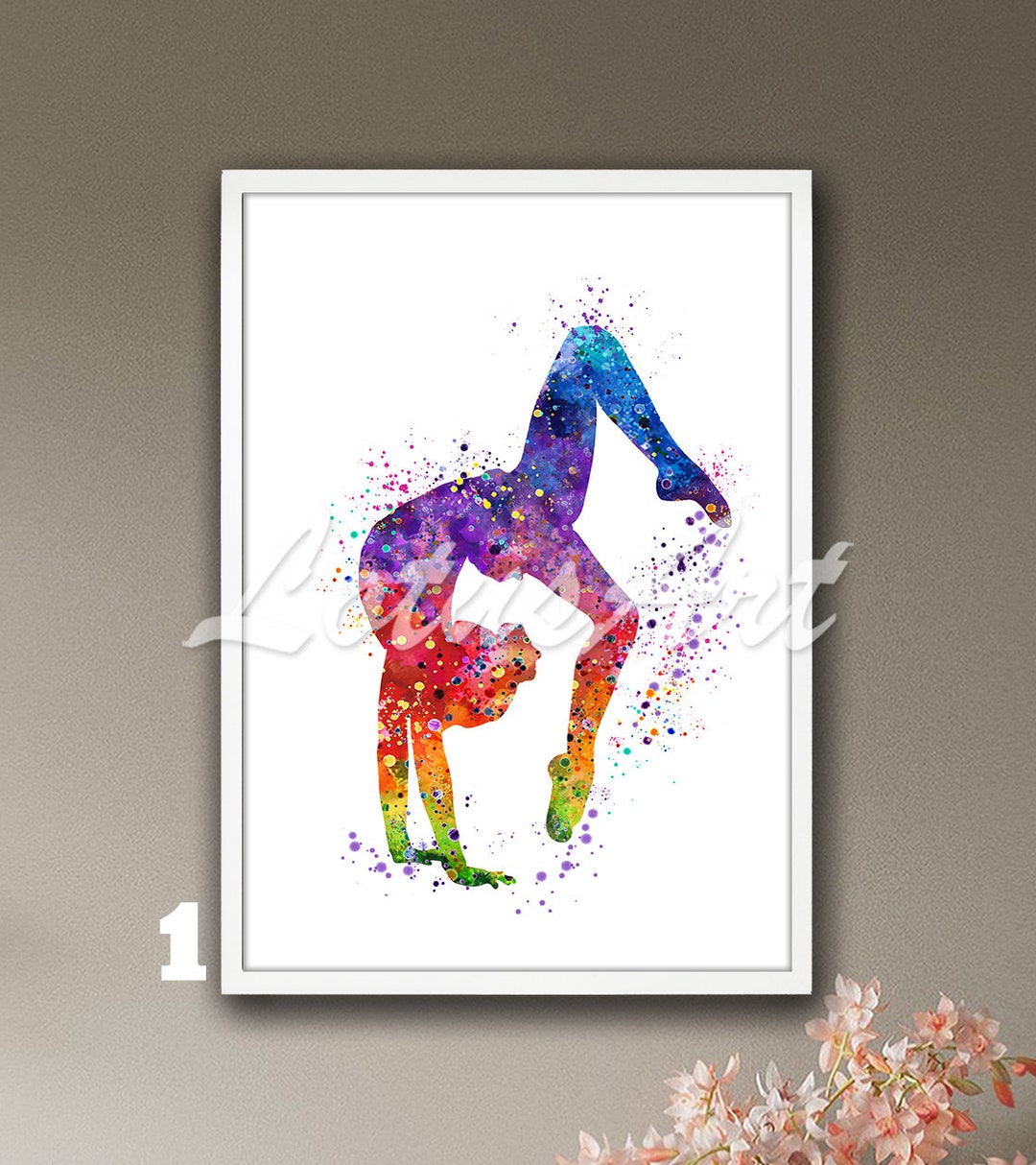Gymnastics Tumbling Sports Art Poster Painting Watercolor Print Home ...