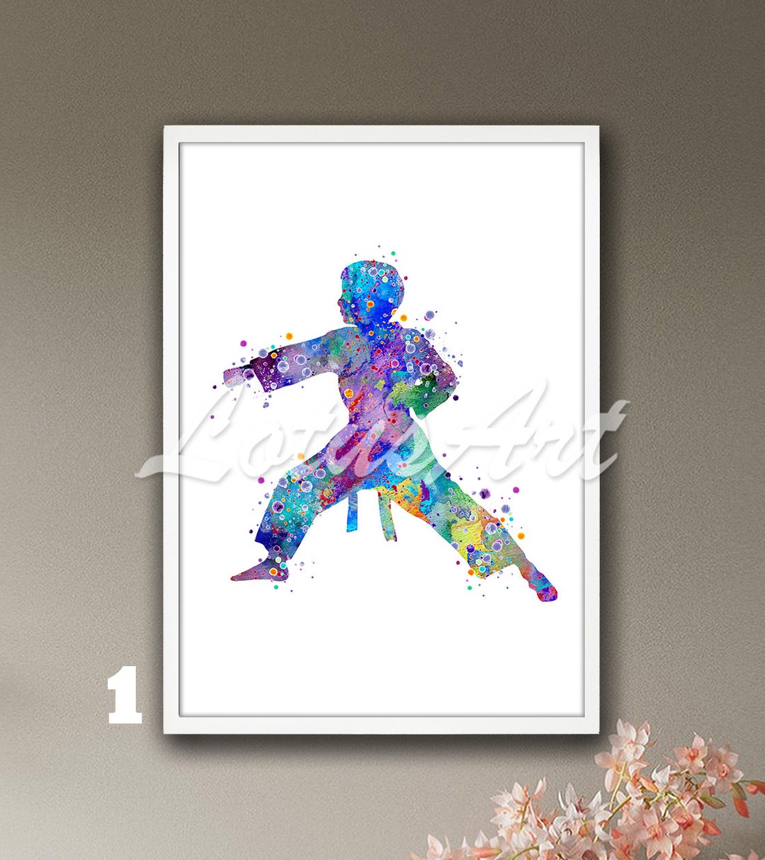 Karate Boy Wall Art Watercolor Painting Sports Print Kids Room Decor ...