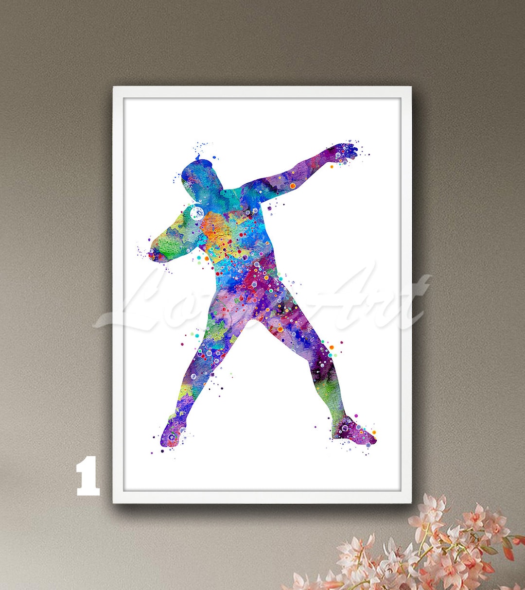 Boy Shot Put Wall Art Watercolor Print Sports Painting Kids Room Decor ...