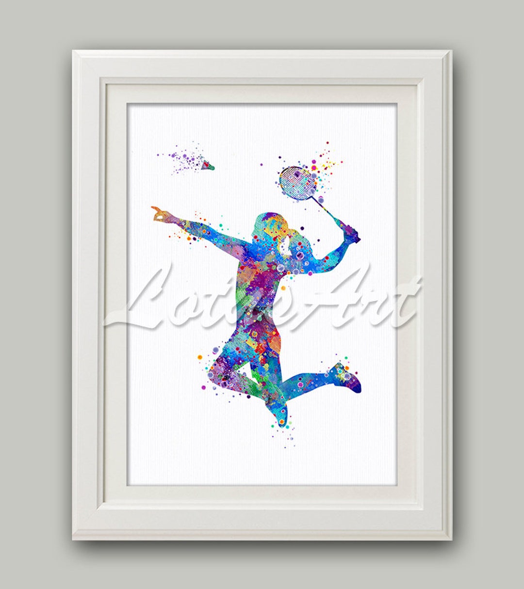 Girl Badminton Player Watercolor Wall Art Print Nursery Art - Etsy