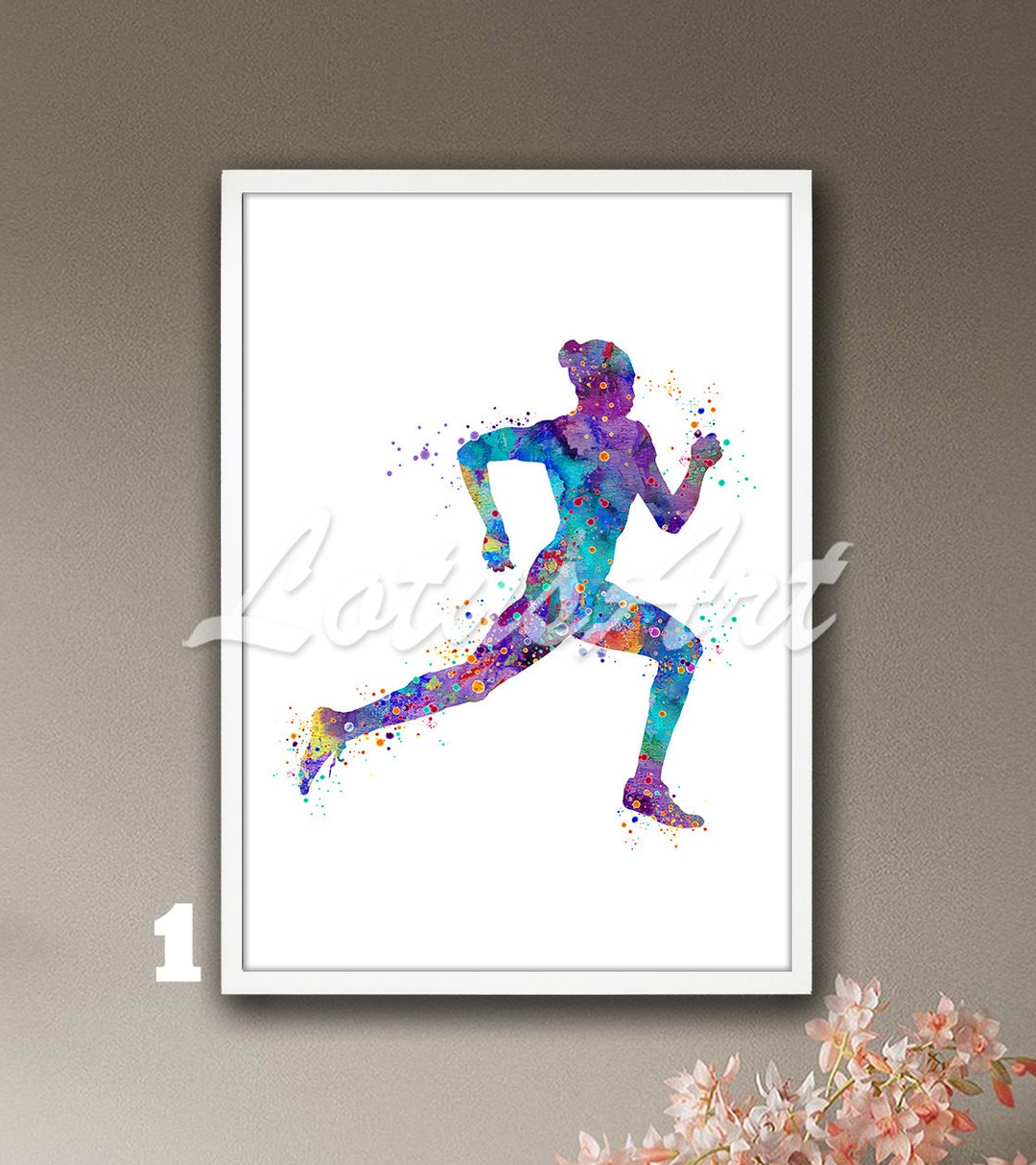 Girl Running Watercolor Wall Art Print Framed Sports Poster Girls Room ...