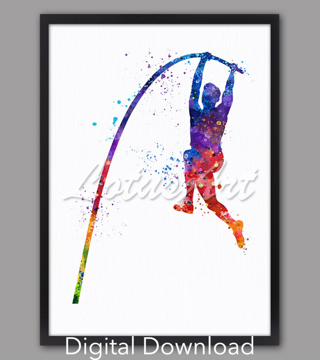 Pole Vault Watercolor Print: Colorful Sports Art, Boys Room Decor ...