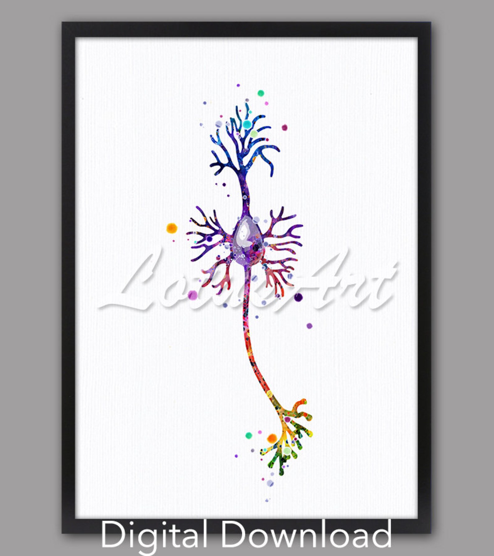Neuron Cell Anatomy Art Print: Multipolar Pyramidal Decor (digital ...
