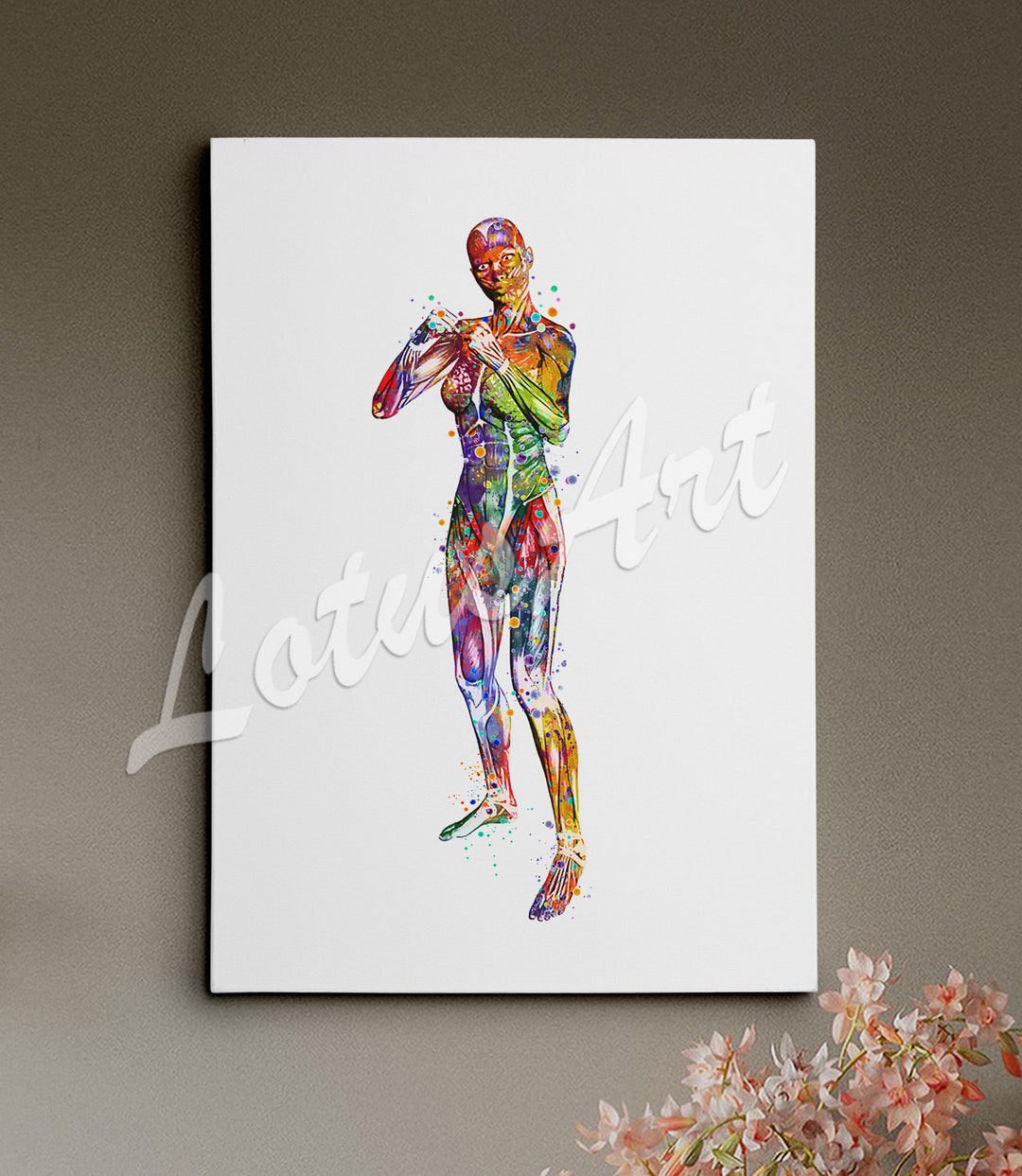 Boxing Muscles Anatomy Wall Art Watercolor Canvas Print Personalised ...