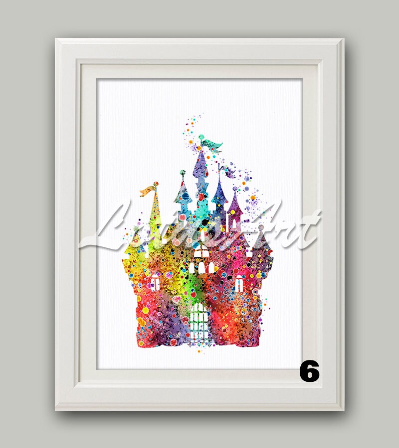 Castle Wall Art Watercolor Print Nursery Princess Castle Art | Etsy