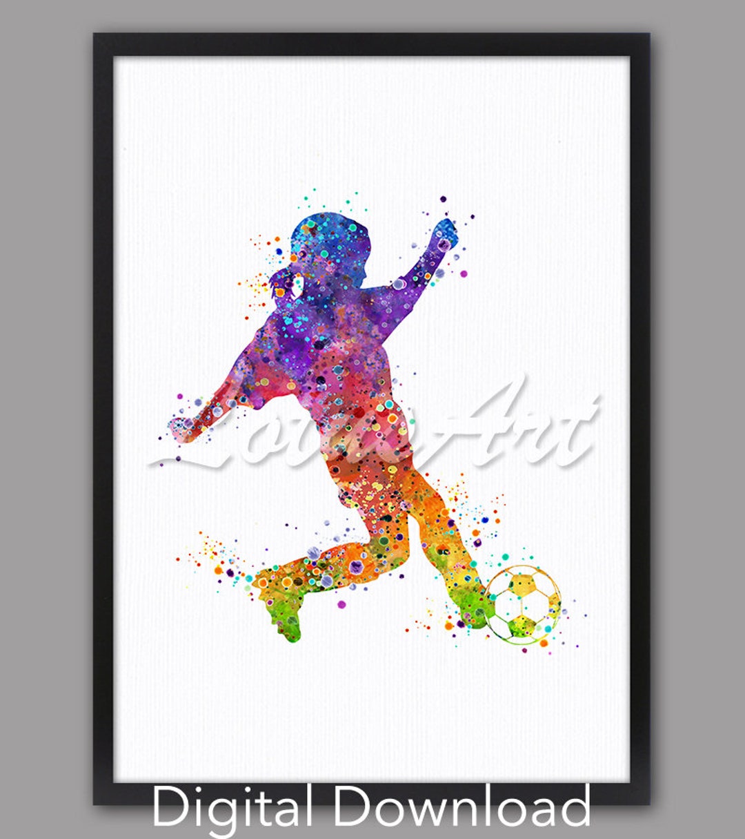 DIGITAL DOWNLOAD Little Girl Soccer Player Art Print Football ...