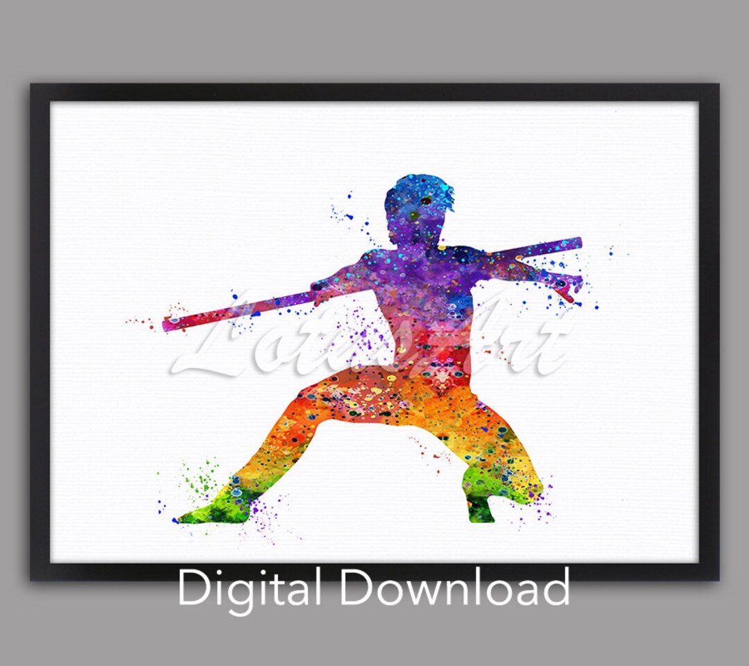 Karate Bo Staff Watercolor Print: Sports Wall Art (digital Download) - Etsy
