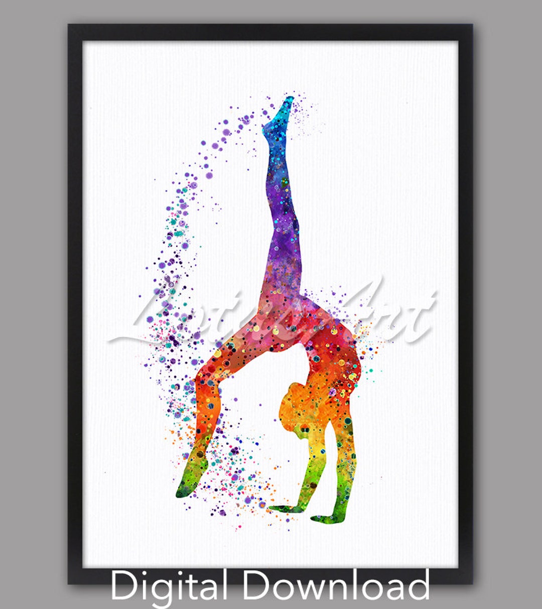 DIGITAL DOWNLOAD Gymnastics Tumbling Art Watercolor Sports Poster Home ...