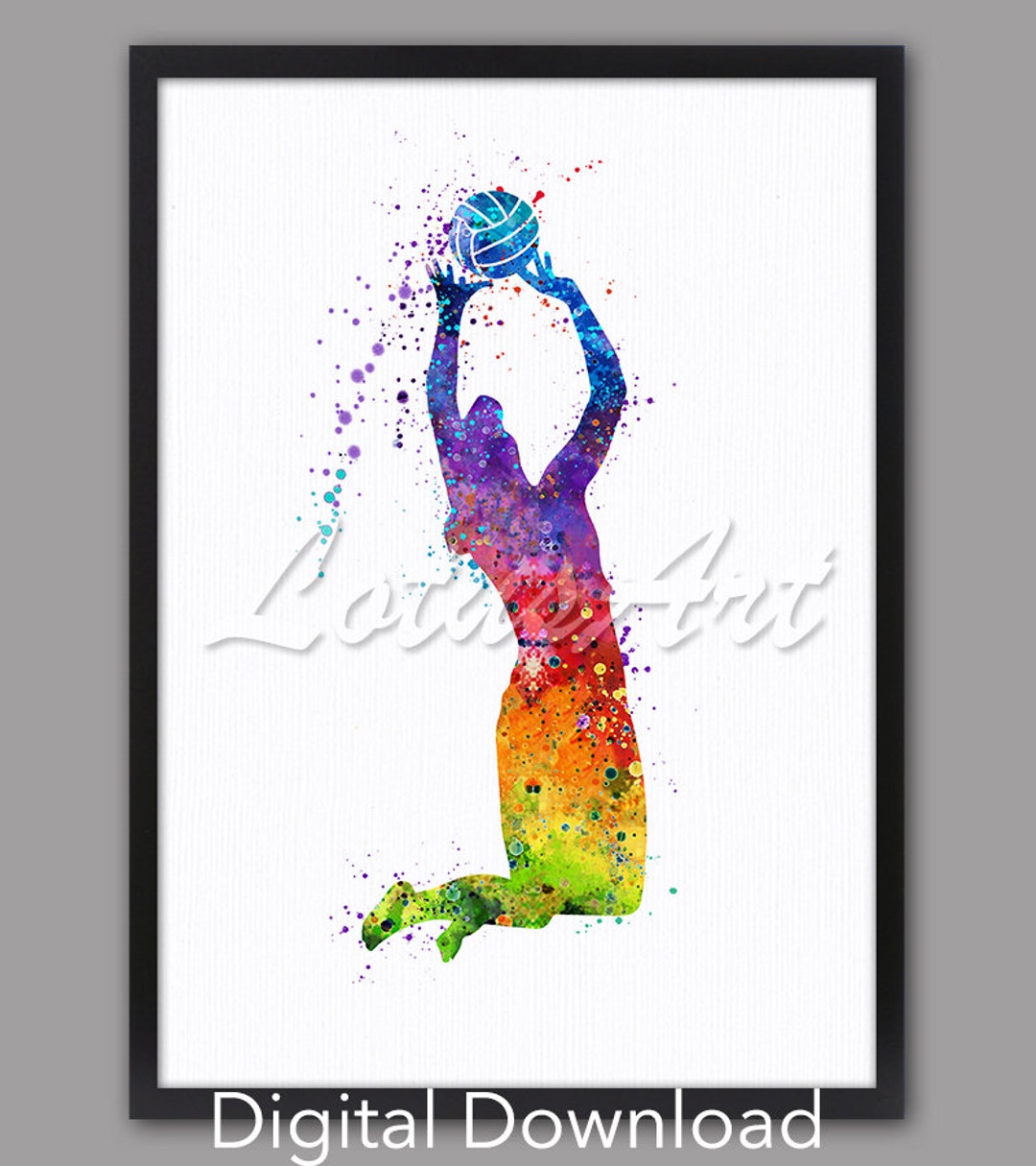 DIGITAL DOWNLOAD Volleyball Girl Setter Watercolor Wall Art Print Sport ...