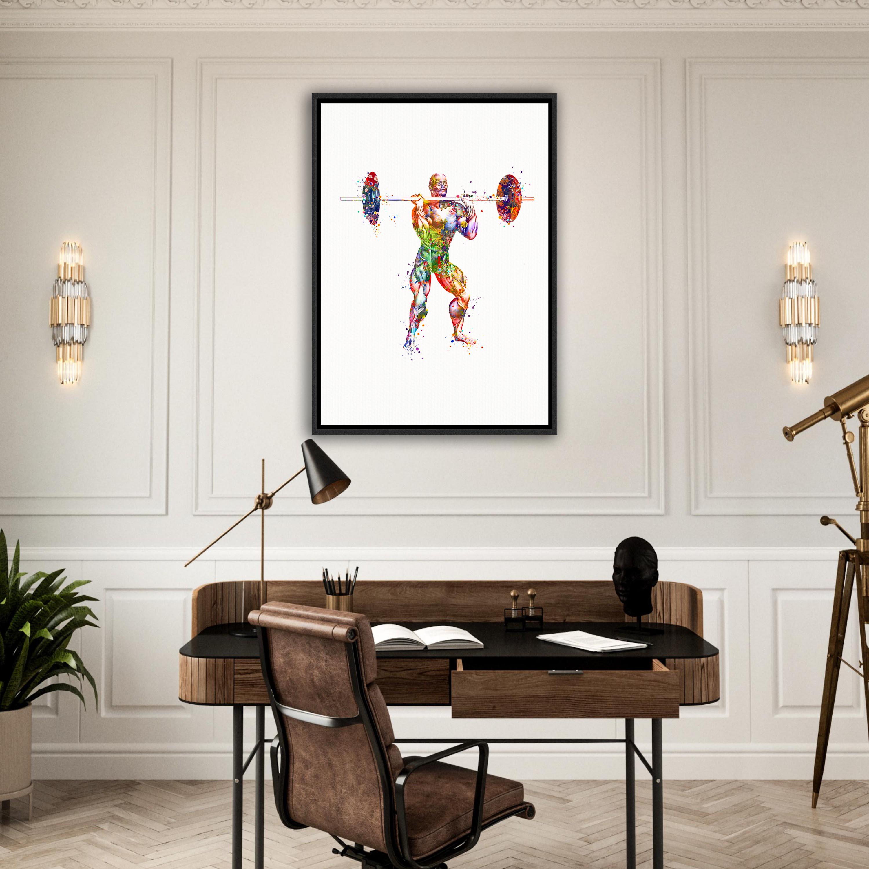Weightlifter Muscles Anatomy Watercolor Canvas Print: Powerlifting ...